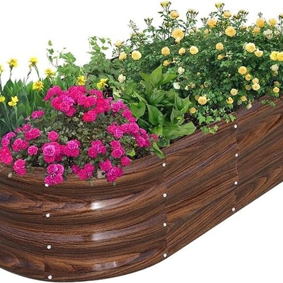 Accents | New Galvanized Raised Garden Bed 4x2x1ft Oval Metal Planter ...